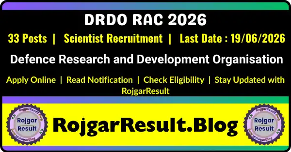 DRDO RAC Scientist Recruitment 2026 - Rojgar Result : RojgarResult.Com ...